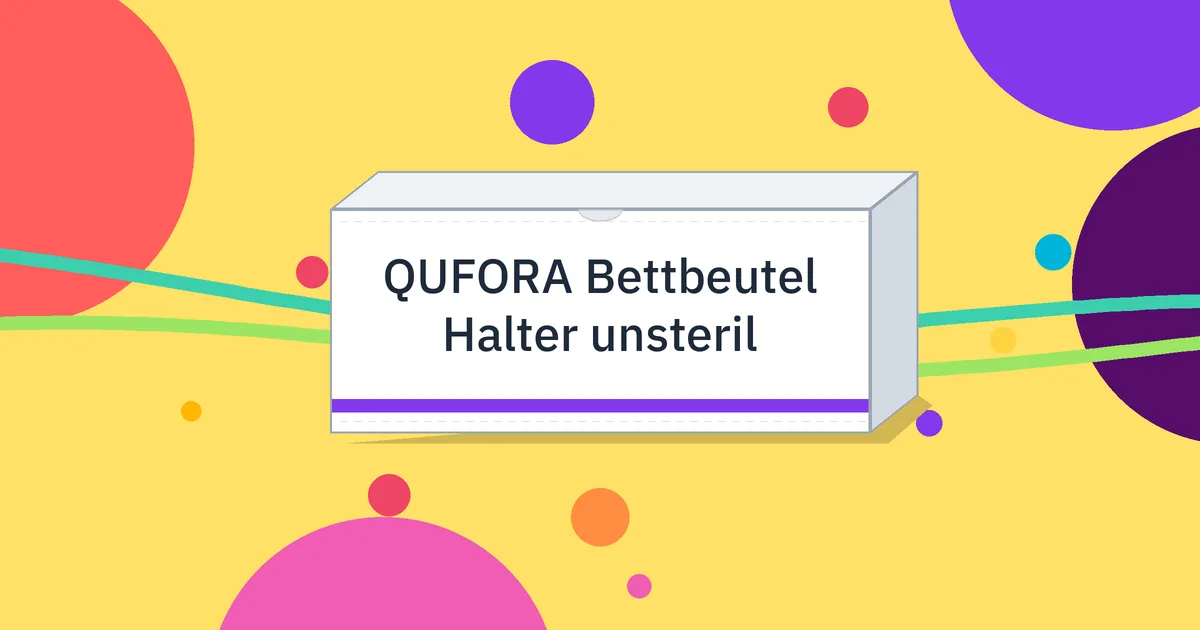 Symbolbild: Packung mit der Aufschrift QUFORA Bettbeutel Halter unsteril (PZN 02291177) – Verfügbarkeit und Bezug in Apotheken in Frankfurt am Main