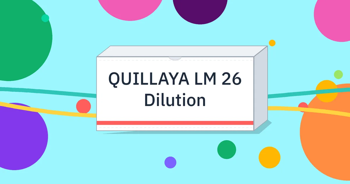Symbolbild: Packung mit der Aufschrift QUILLAYA LM 26 Dilution (PZN 13675194) – Verfügbarkeit und Bezug in Apotheken in Frankfurt am Main
