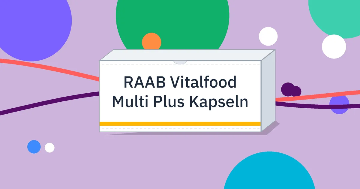 Symbolbild: Packung mit der Aufschrift RAAB Vitalfood Multi Plus Kapseln (PZN 19305481) – Verfügbarkeit und Bezug in Apotheken in Frankfurt am Main