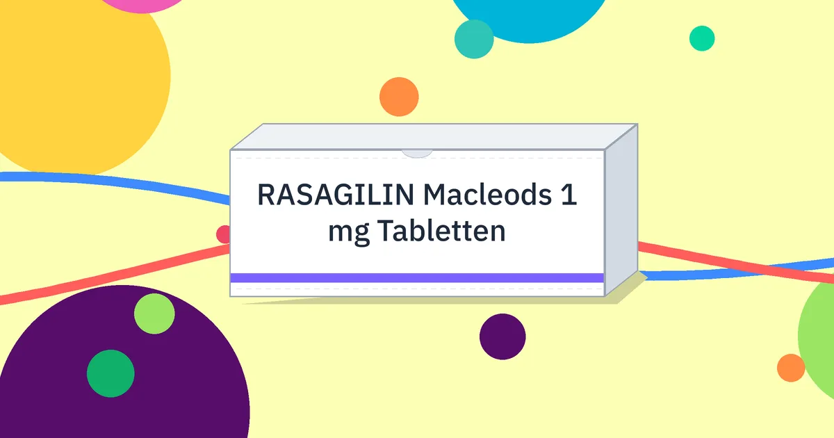 Symbolbild: Packung mit der Aufschrift RASAGILIN Macleods 1 mg Tabletten (PZN 20163514) – Verfügbarkeit und Bezug in Apotheken in Frankfurt am Main