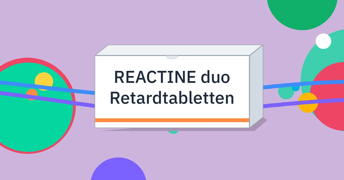 Symbolbild: Packung mit der Aufschrift REACTINE duo Retardtabletten (PZN 07387580) – Verfügbarkeit und Bezug in Apotheken in Frankfurt am Main