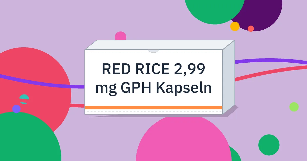 Symbolbild: Packung mit der Aufschrift RED RICE 2,99 mg GPH Kapseln (PZN 18206363) – Verfügbarkeit und Bezug in Apotheken in Frankfurt am Main