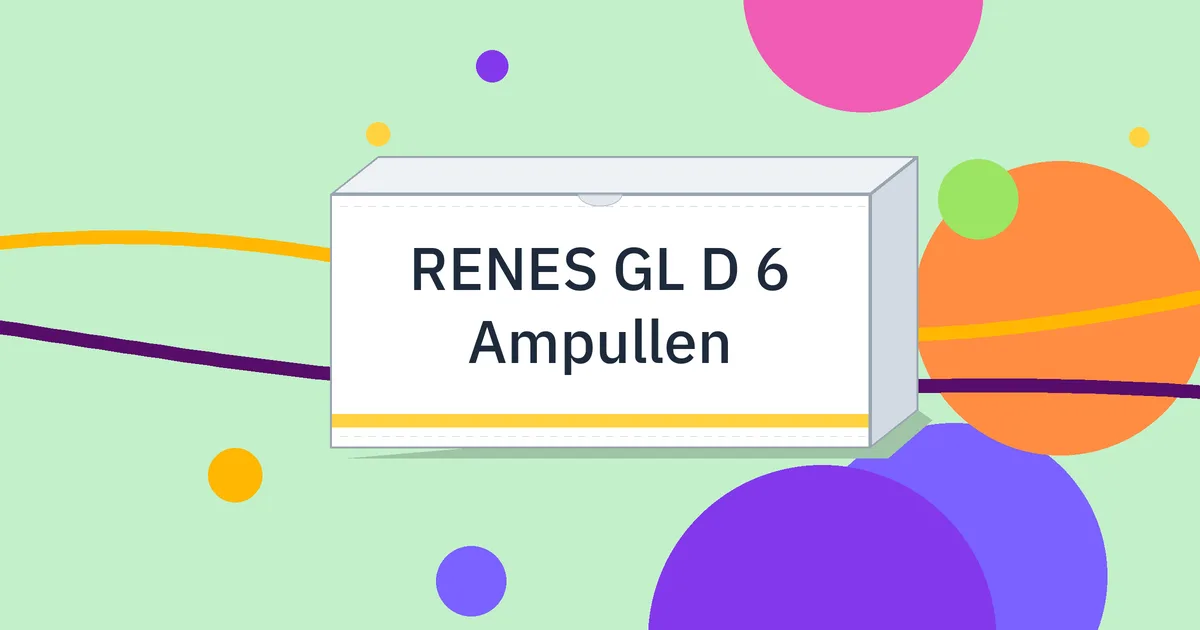 Symbolbild: Packung mit der Aufschrift RENES GL D 6 Ampullen (PZN 02829530) – Verfügbarkeit und Bezug in Apotheken in Frankfurt am Main