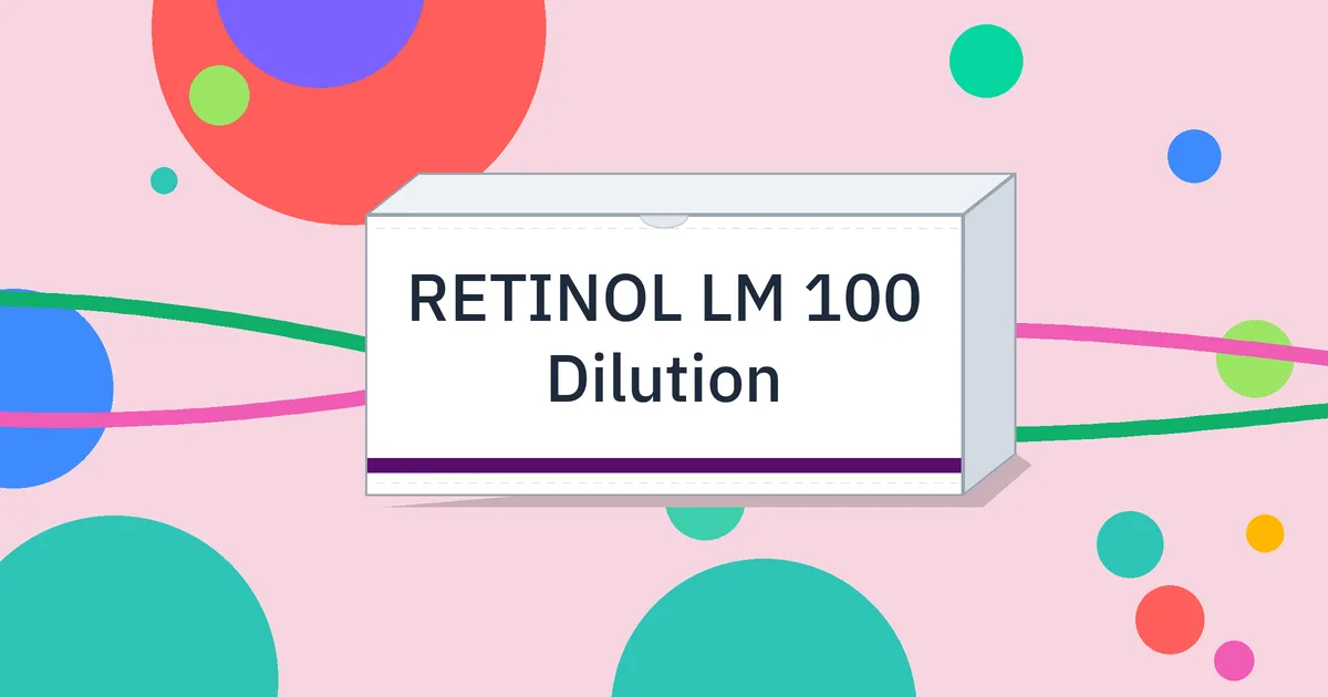 Symbolbild: Packung mit der Aufschrift RETINOL LM 100 Dilution (PZN 13047871) – Verfügbarkeit und Bezug in Apotheken in Frankfurt am Main
