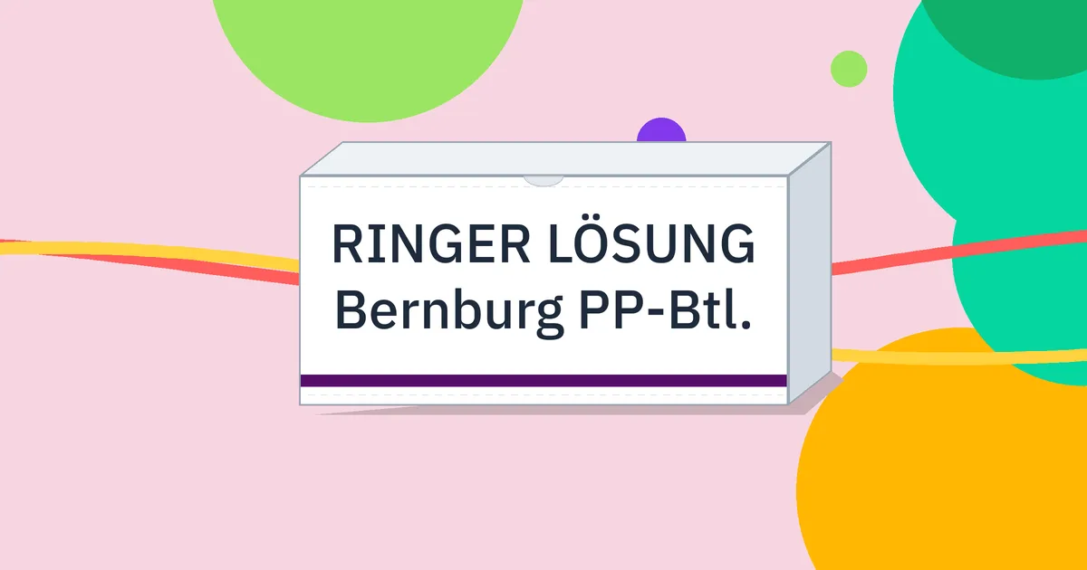Symbolbild: Packung mit der Aufschrift RINGER LÖSUNG Bernburg PP-Btl. (PZN 04101471) – Verfügbarkeit und Bezug in Apotheken in Frankfurt am Main