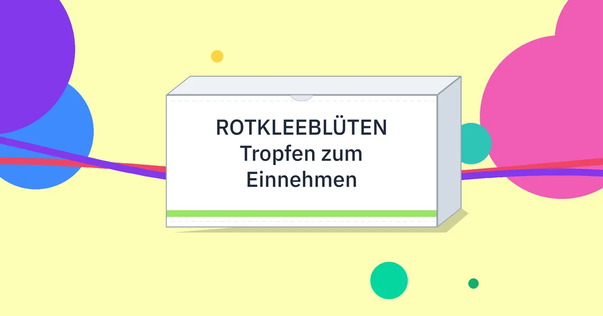 Symbolbild: Packung mit der Aufschrift ROTKLEEBLÜTEN Tropfen zum Einnehmen (PZN 11365963) – Verfügbarkeit und Bezug in Apotheken in Frankfurt am Main