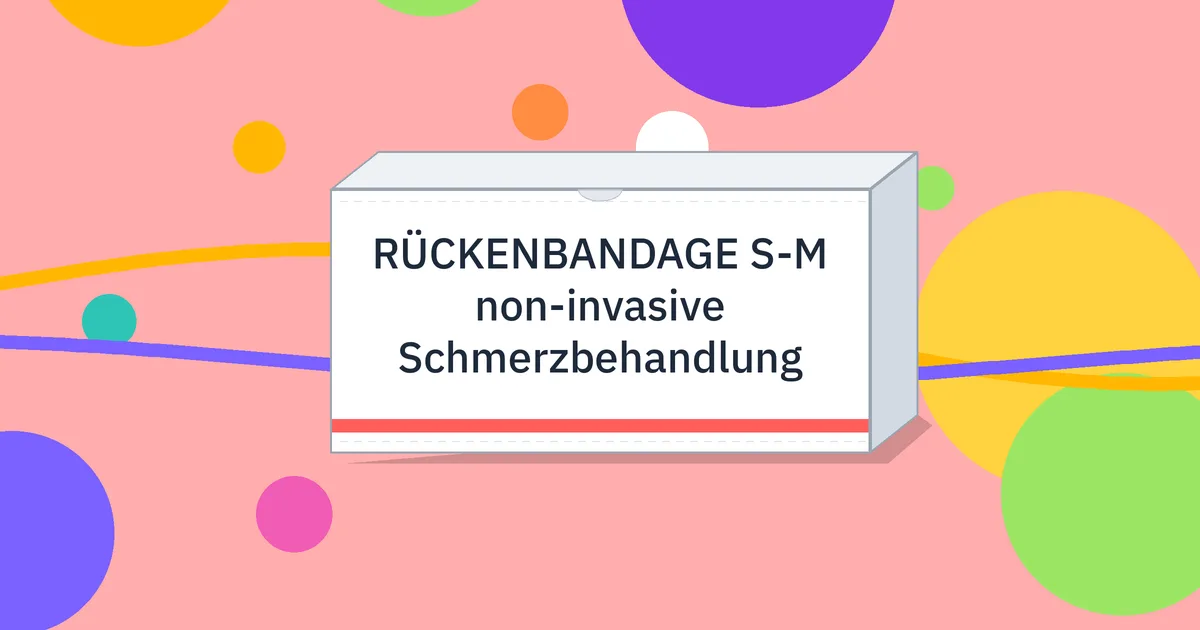 Symbolbild: Packung mit der Aufschrift RÜCKENBANDAGE S-M non-invasive Schmerzbehandlung (PZN 09917875) – Verfügbarkeit und Bezug in Apotheken in Frankfurt am Main