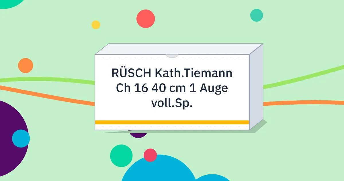 Symbolbild: Packung mit der Aufschrift RÜSCH Kath.Tiemann Ch 16 40 cm 1 Auge voll.Sp. (PZN 11523600) – Verfügbarkeit und Bezug in Apotheken in Frankfurt am Main