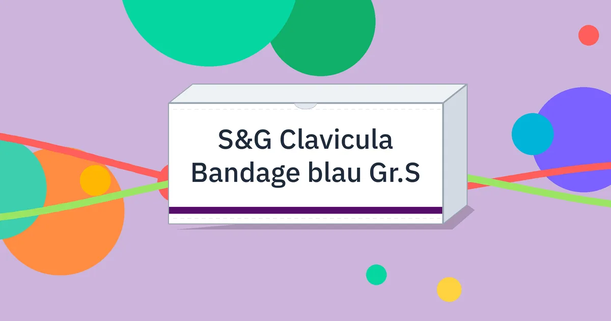 Symbolbild: Packung mit der Aufschrift S&G Clavicula Bandage blau Gr.S (PZN 05044060) – Verfügbarkeit und Bezug in Apotheken in Frankfurt am Main