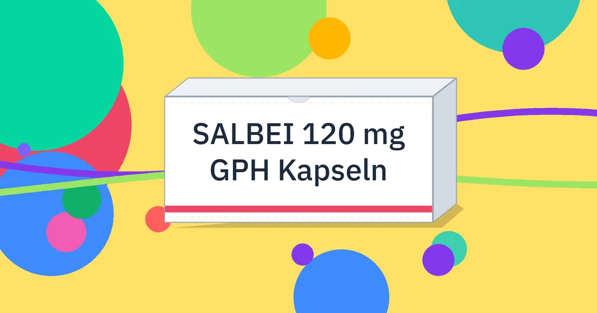 Symbolbild: Packung mit der Aufschrift SALBEI 120 mg GPH Kapseln (PZN 07350996) – Verfügbarkeit und Bezug in Apotheken in Frankfurt am Main