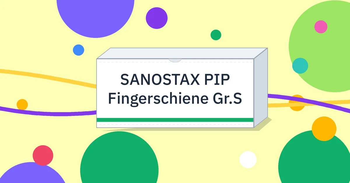 Symbolbild: Packung mit der Aufschrift SANOSTAX PIP Fingerschiene Gr.S (PZN 07144765) – Verfügbarkeit und Bezug in Apotheken in Frankfurt am Main