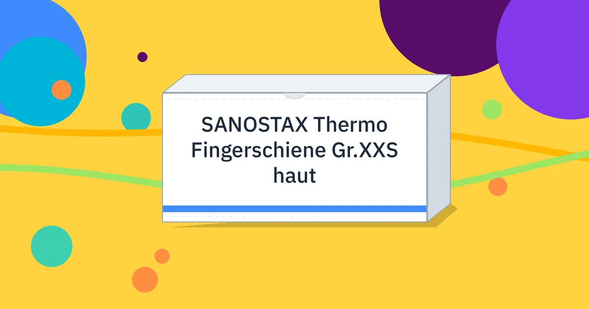 Symbolbild: Packung mit der Aufschrift SANOSTAX Thermo Fingerschiene Gr.XXS haut (PZN 07142565) – Verfügbarkeit und Bezug in Apotheken in Frankfurt am Main