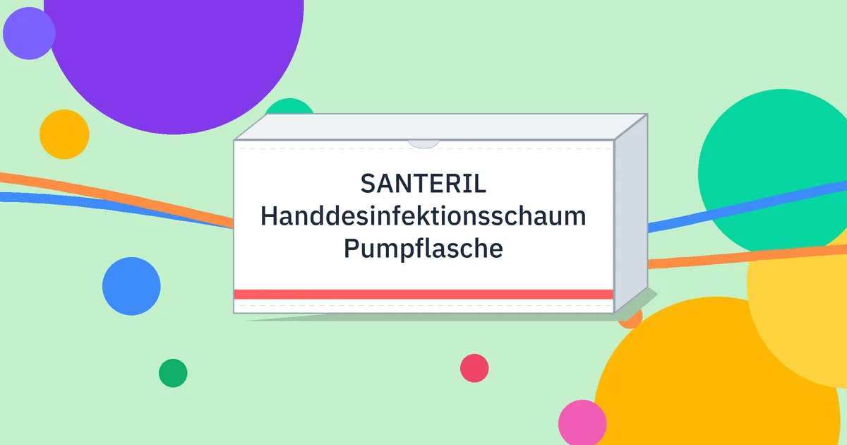 Symbolbild: Packung mit der Aufschrift SANTERIL Handdesinfektionsschaum Pumpflasche (PZN 07604505) – Verfügbarkeit und Bezug in Apotheken in Frankfurt am Main