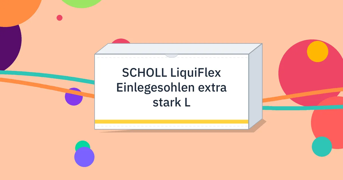 Symbolbild: Packung mit der Aufschrift SCHOLL LiquiFlex Einlegesohlen extra stark L (PZN 18296780) – Verfügbarkeit und Bezug in Apotheken in Frankfurt am Main