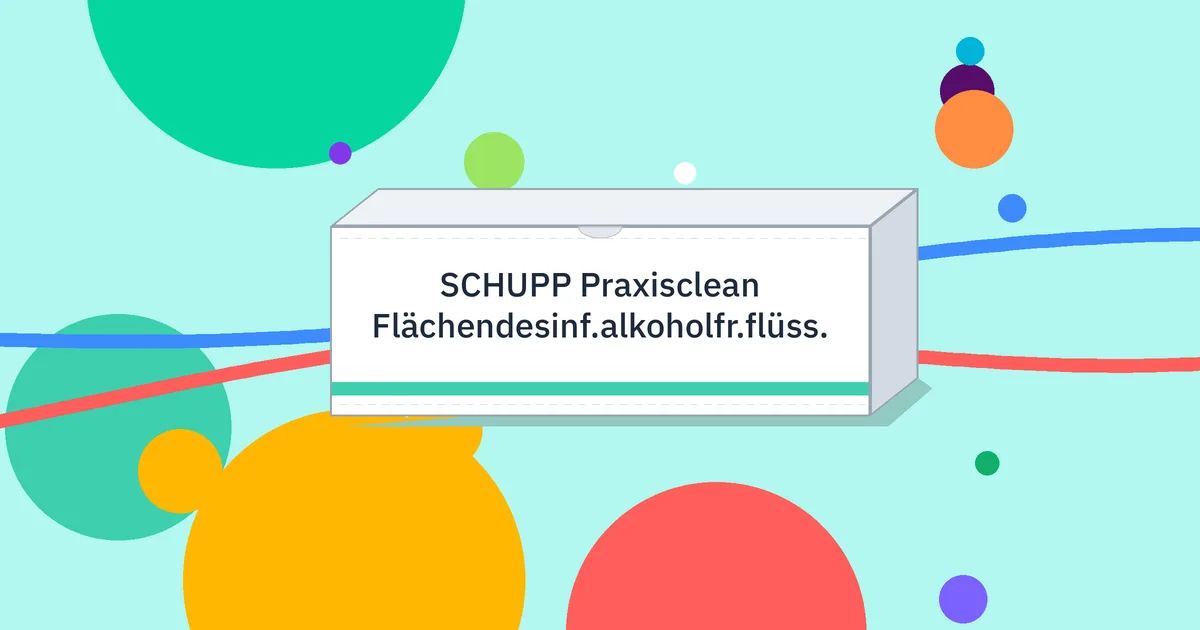 Symbolbild: Packung mit der Aufschrift SCHUPP Praxisclean Flächendesinf.alkoholfr.flüss. (PZN 16859894) – Verfügbarkeit und Bezug in Apotheken in Frankfurt am Main
