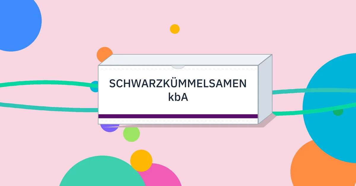 Symbolbild: Packung mit der Aufschrift SCHWARZKÜMMELSAMEN kbA (PZN 01462702) – Verfügbarkeit und Bezug in Apotheken in Frankfurt am Main