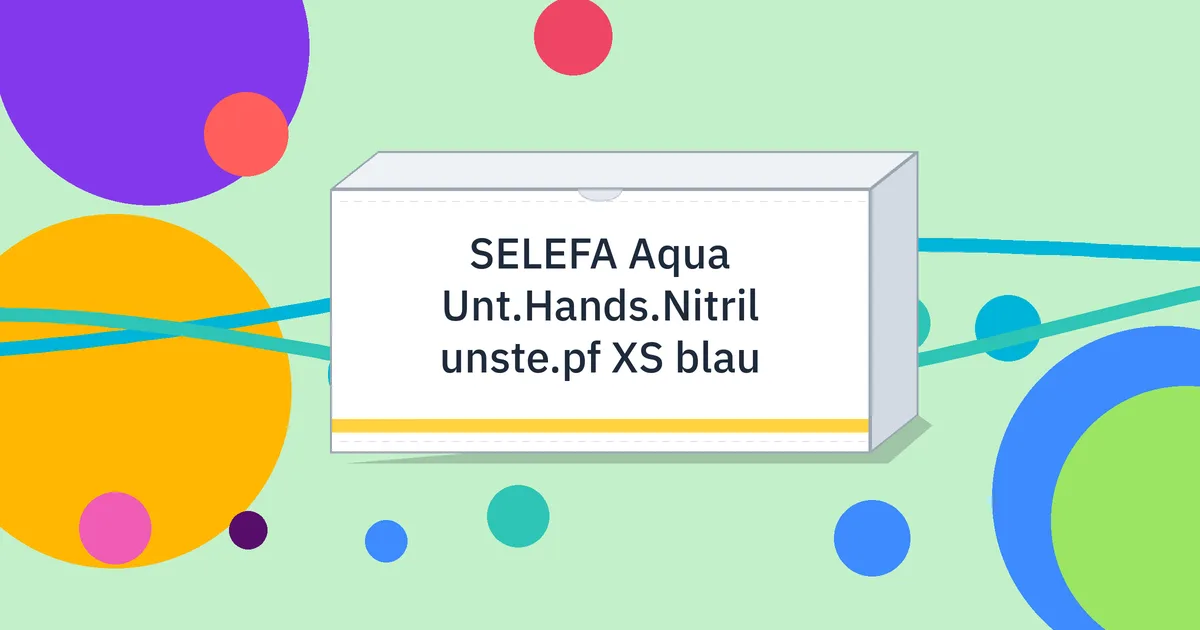 Symbolbild: Packung mit der Aufschrift SELEFA Aqua Unt.Hands.Nitril unste.pf XS blau (PZN 19236722) – Verfügbarkeit und Bezug in Apotheken in Frankfurt am Main