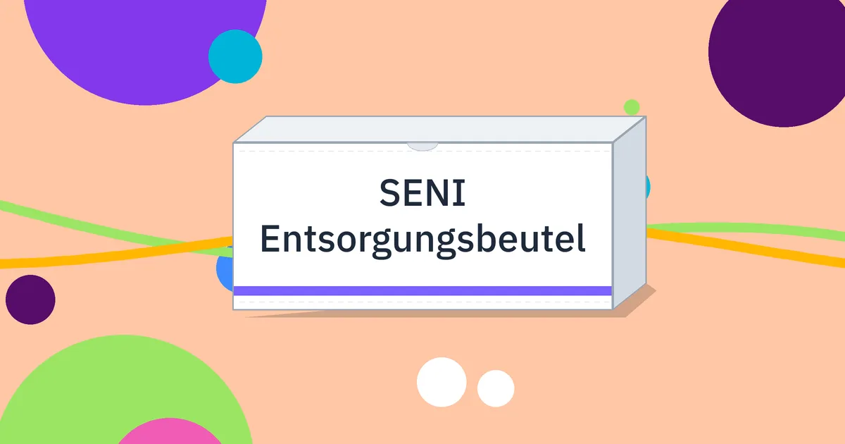 Symbolbild: Packung mit der Aufschrift SENI Entsorgungsbeutel (PZN 17196757) – Verfügbarkeit und Bezug in Apotheken in Frankfurt am Main