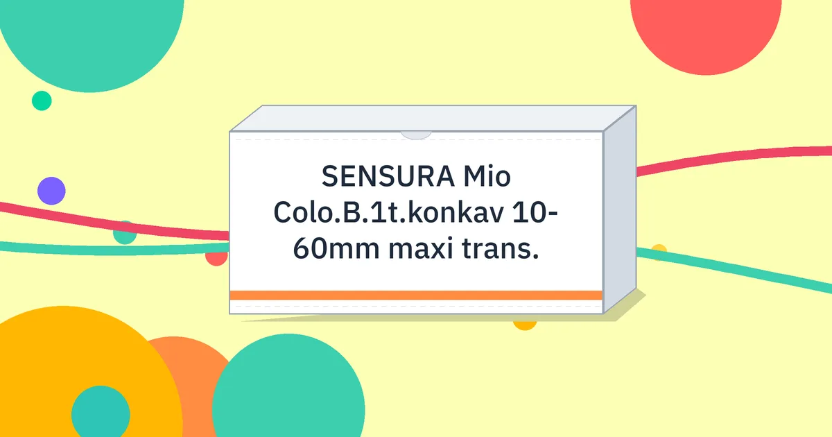 Symbolbild: Packung mit der Aufschrift SENSURA Mio Colo.B.1t.konkav 10-60mm maxi trans. (PZN 12548016) – Verfügbarkeit und Bezug in Apotheken in Frankfurt am Main
