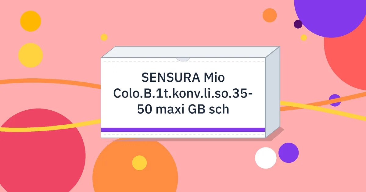 Symbolbild: Packung mit der Aufschrift SENSURA Mio Colo.B.1t.konv.li.so.35-50 maxi GB sch (PZN 19974615) – Verfügbarkeit und Bezug in Apotheken in Frankfurt am Main