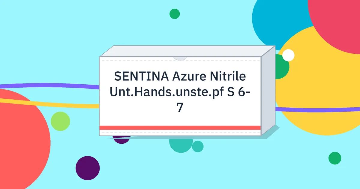 Symbolbild: Packung mit der Aufschrift SENTINA Azure Nitrile Unt.Hands.unste.pf S 6-7 (PZN 17841494) – Verfügbarkeit und Bezug in Apotheken in Frankfurt am Main