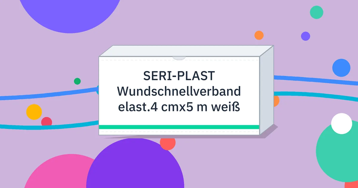 Symbolbild: Packung mit der Aufschrift SERI-PLAST Wundschnellverband elast.4 cmx5 m weiß (PZN 19837054) – Verfügbarkeit und Bezug in Apotheken in Frankfurt am Main