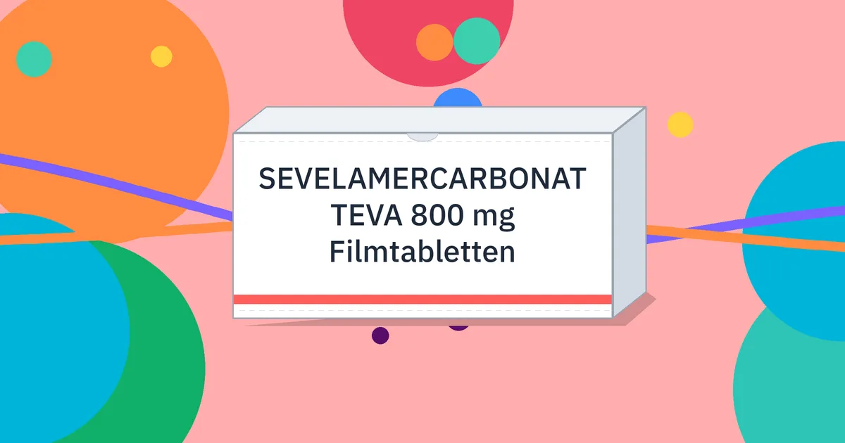 Symbolbild: Packung mit der Aufschrift SEVELAMERCARBONAT TEVA 800 mg Filmtabletten (PZN 17981404) – Verfügbarkeit und Bezug in Apotheken in Frankfurt am Main
