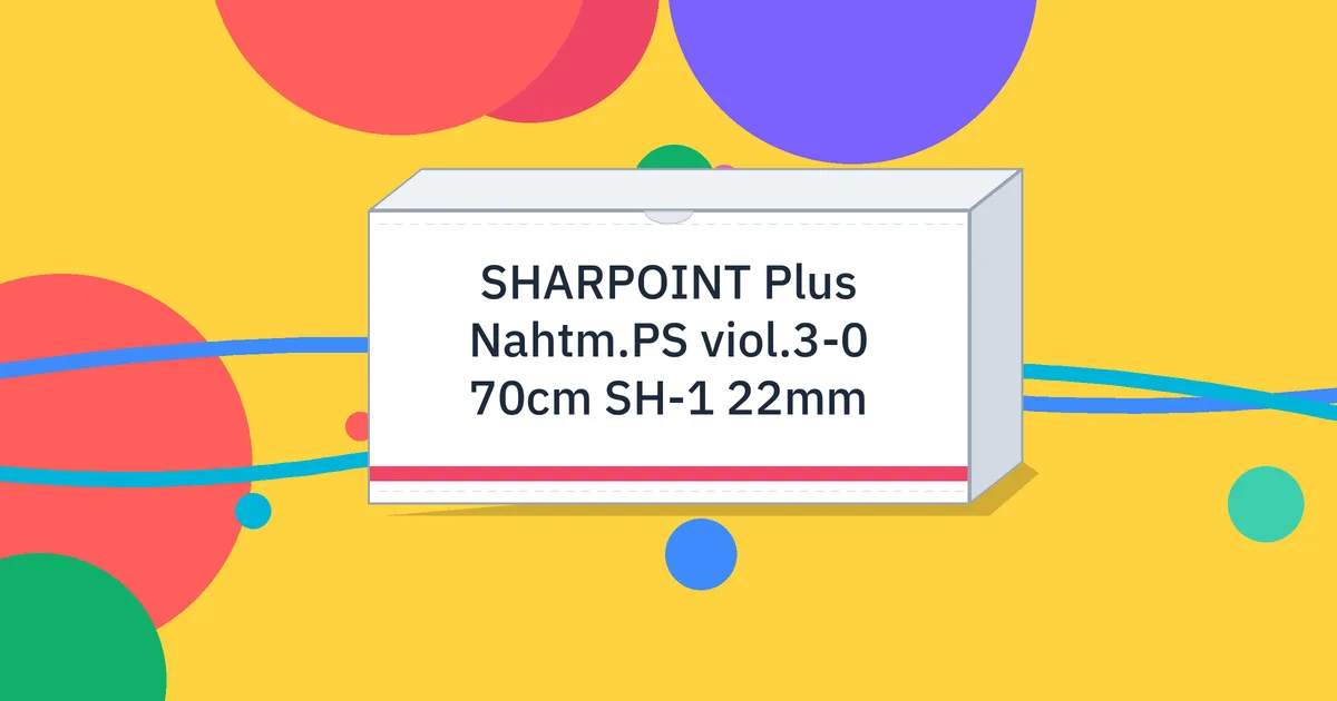 Symbolbild: Packung mit der Aufschrift SHARPOINT Plus Nahtm.PS viol.3-0 70cm SH-1 22mm (PZN 17995180) – Verfügbarkeit und Bezug in Apotheken in Frankfurt am Main