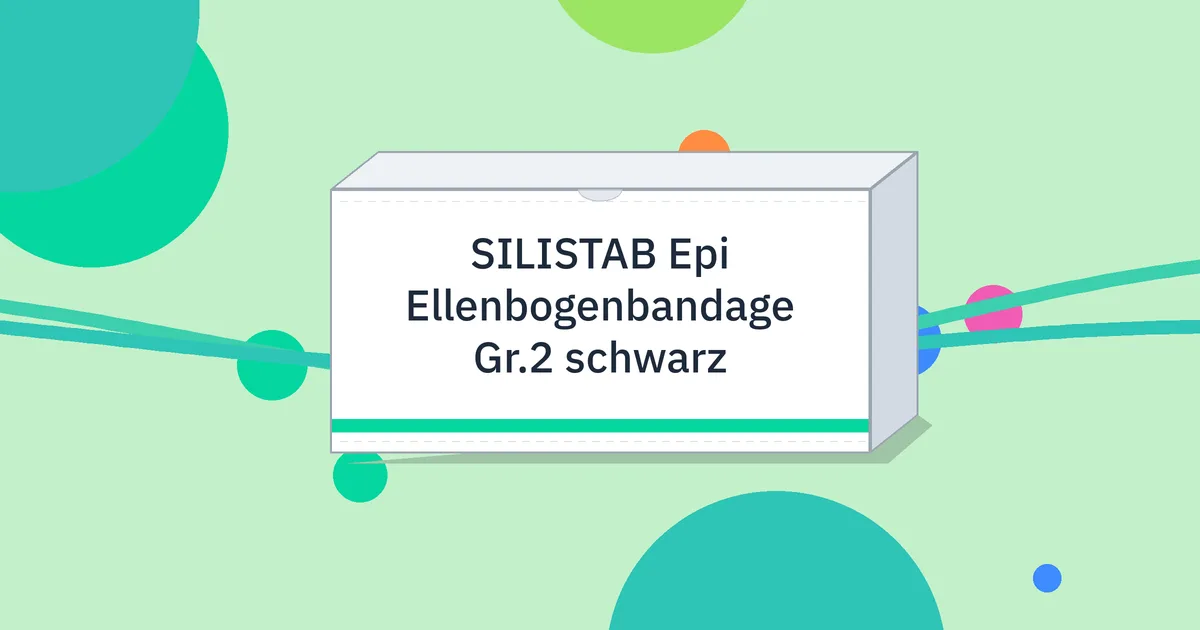 Symbolbild: Packung mit der Aufschrift SILISTAB Epi Ellenbogenbandage Gr.2 schwarz (PZN 00954202) – Verfügbarkeit und Bezug in Apotheken in Frankfurt am Main