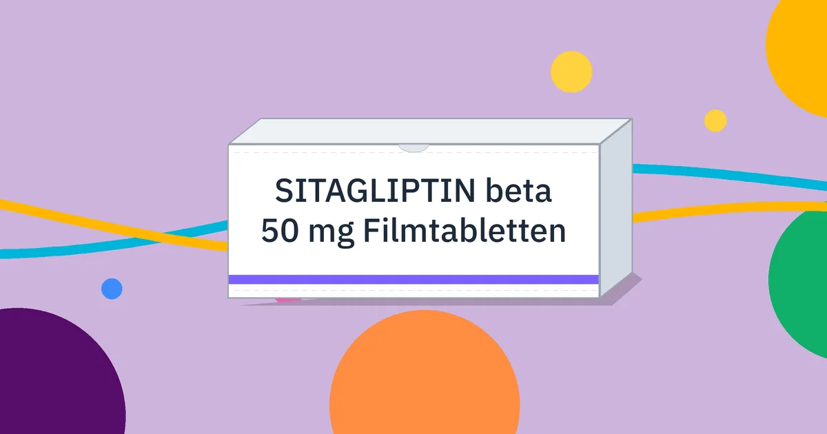 Symbolbild: Packung mit der Aufschrift SITAGLIPTIN beta 50 mg Filmtabletten (PZN 17623194) – Verfügbarkeit und Bezug in Apotheken in Frankfurt am Main