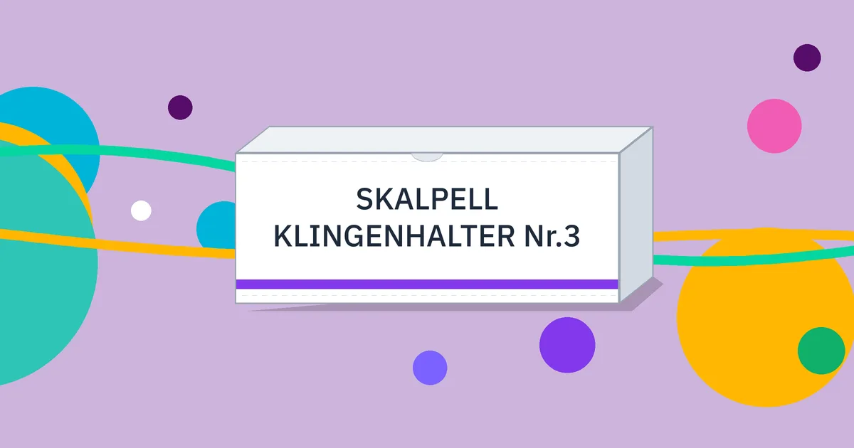 Symbolbild: Packung mit der Aufschrift SKALPELL KLINGENHALTER Nr.3 (PZN 00392023) – Verfügbarkeit und Bezug in Apotheken in Frankfurt am Main