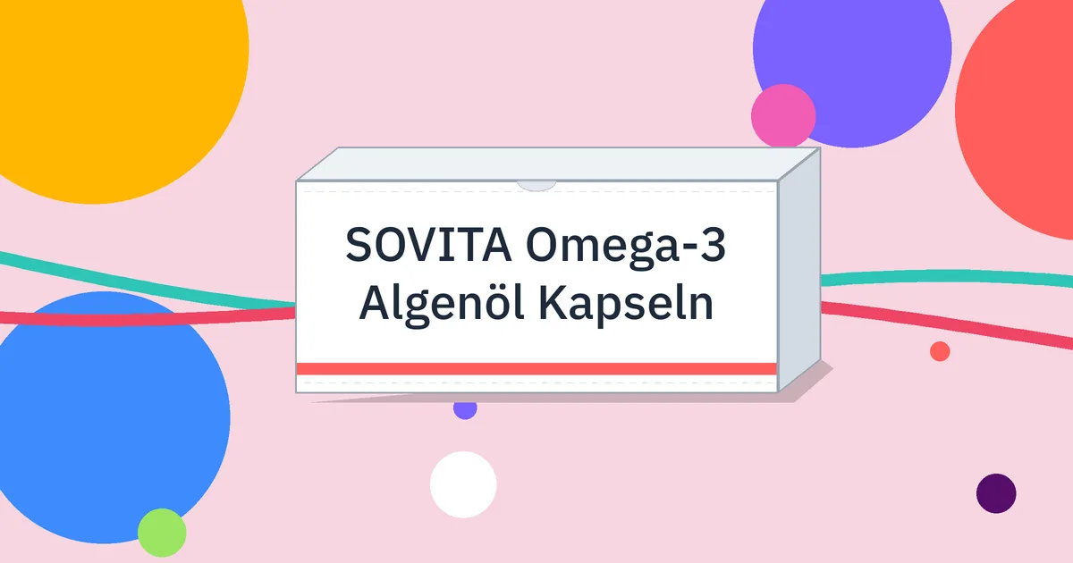 Symbolbild: Packung mit der Aufschrift SOVITA Omega-3 Algenöl Kapseln (PZN 11590306) – Verfügbarkeit und Bezug in Apotheken in Frankfurt am Main