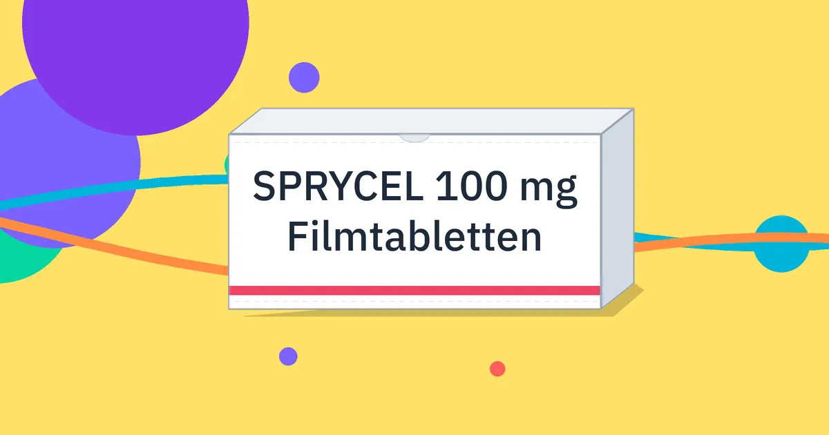 Symbolbild: Packung mit der Aufschrift SPRYCEL 100 mg Filmtabletten (PZN 17437126) – Verfügbarkeit und Bezug in Apotheken in Frankfurt am Main
