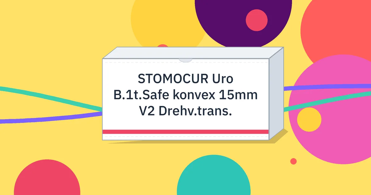 Symbolbild: Packung mit der Aufschrift STOMOCUR Uro B.1t.Safe konvex 15mm V2 Drehv.trans. (PZN 17757150) – Verfügbarkeit und Bezug in Apotheken in Frankfurt am Main