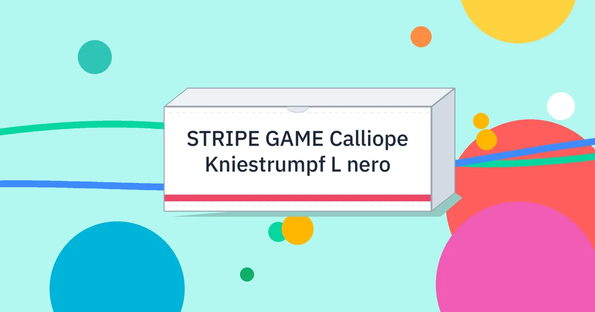 Symbolbild: Packung mit der Aufschrift STRIPE GAME Calliope Kniestrumpf L nero (PZN 20720073) – Verfügbarkeit und Bezug in Apotheken in Frankfurt am Main