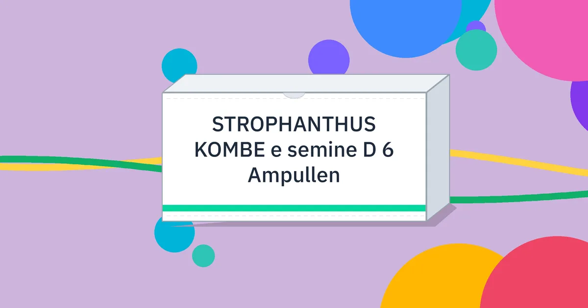 Symbolbild: Packung mit der Aufschrift STROPHANTHUS KOMBE e semine D 6 Ampullen (PZN 03658303) – Verfügbarkeit und Bezug in Apotheken in Frankfurt am Main