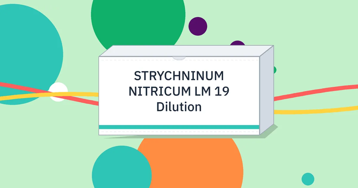 Symbolbild: Packung mit der Aufschrift STRYCHNINUM NITRICUM LM 19 Dilution (PZN 13206832) – Verfügbarkeit und Bezug in Apotheken in Frankfurt am Main