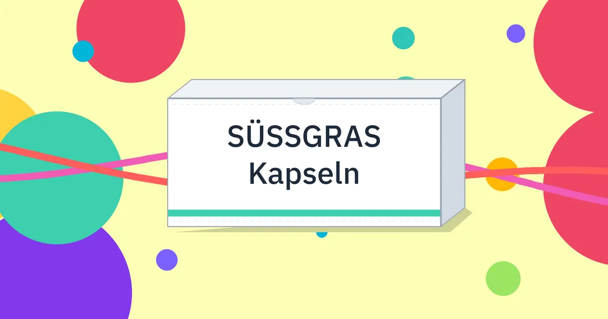 Symbolbild: Packung mit der Aufschrift SÜSSGRAS Kapseln (PZN 01903106) – Verfügbarkeit und Bezug in Apotheken in Frankfurt am Main