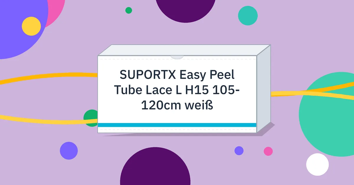 Symbolbild: Packung mit der Aufschrift SUPORTX Easy Peel Tube Lace L H15 105-120cm weiß (PZN 09486895) – Verfügbarkeit und Bezug in Apotheken in Frankfurt am Main