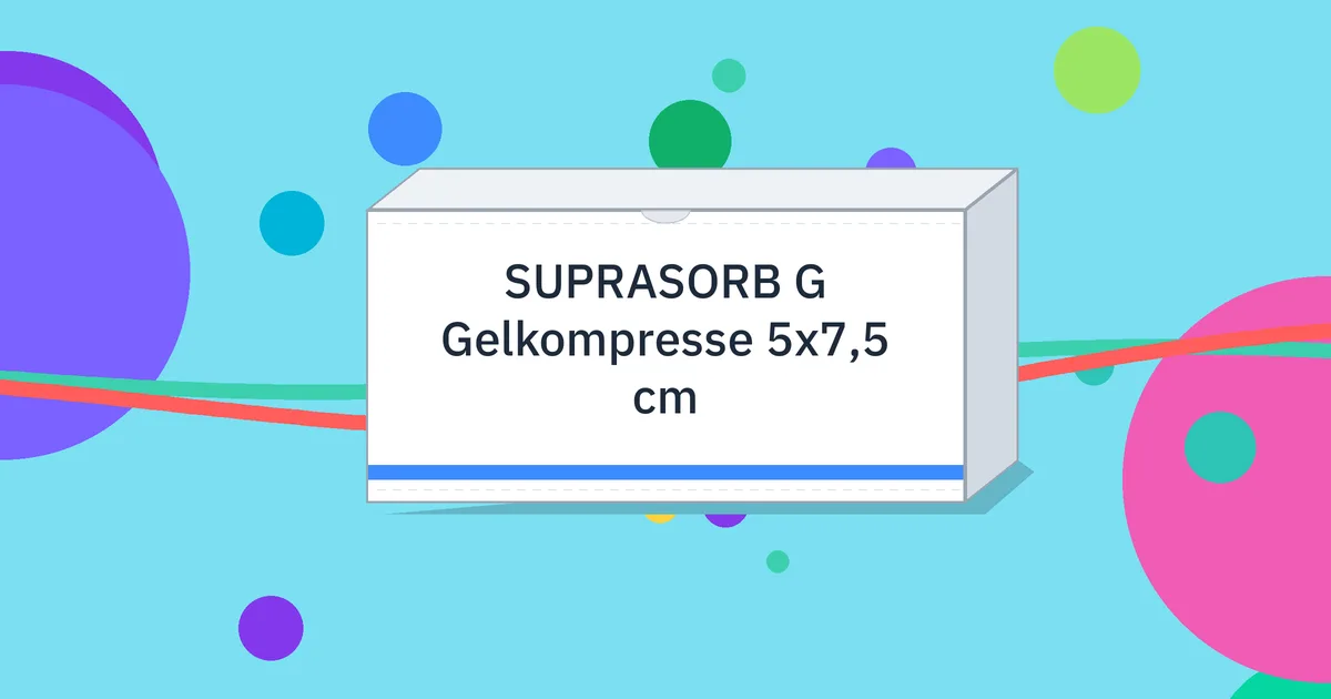 Symbolbild: Packung mit der Aufschrift SUPRASORB G Gelkompresse 5x7,5 cm (PZN 03946516) – Verfügbarkeit und Bezug in Apotheken in Frankfurt am Main