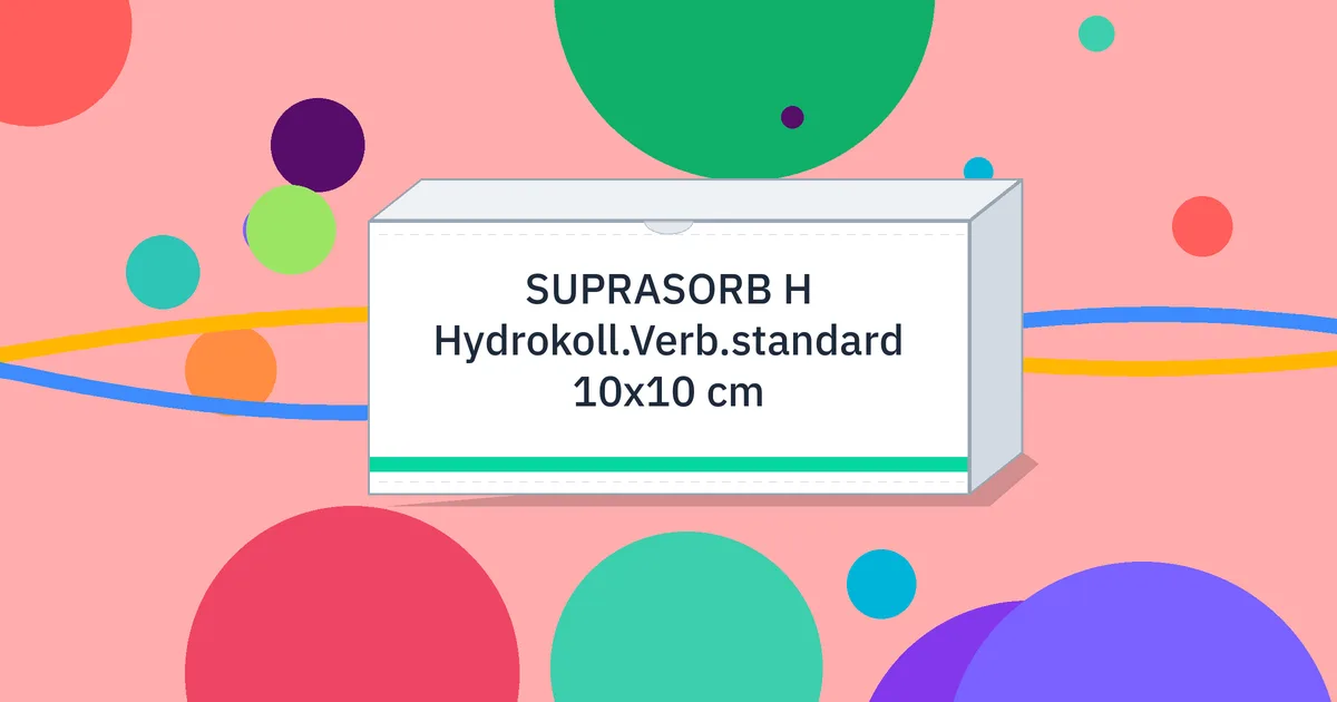 Symbolbild: Packung mit der Aufschrift SUPRASORB H Hydrokoll.Verb.standard 10x10 cm (PZN 16165252) – Verfügbarkeit und Bezug in Apotheken in Frankfurt am Main