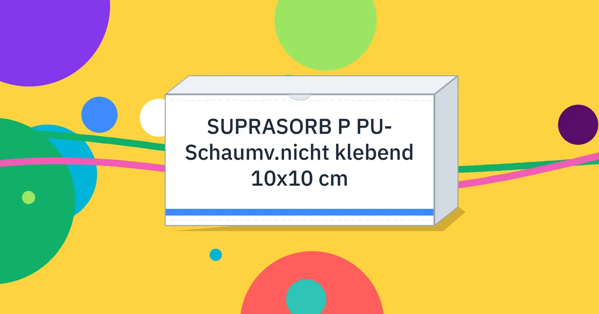 Symbolbild: Packung mit der Aufschrift SUPRASORB P PU-Schaumv.nicht klebend 10x10 cm (PZN 17833856) – Verfügbarkeit und Bezug in Apotheken in Frankfurt am Main