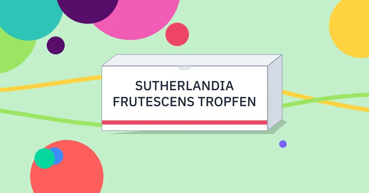 Symbolbild: Packung mit der Aufschrift SUTHERLANDIA FRUTESCENS TROPFEN (PZN 15231403) – Verfügbarkeit und Bezug in Apotheken in Frankfurt am Main