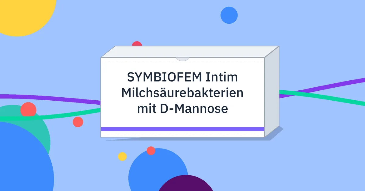Symbolbild: Packung mit der Aufschrift SYMBIOFEM Intim Milchsäurebakterien mit D-Mannose (PZN 18392650) – Verfügbarkeit und Bezug in Apotheken in Frankfurt am Main