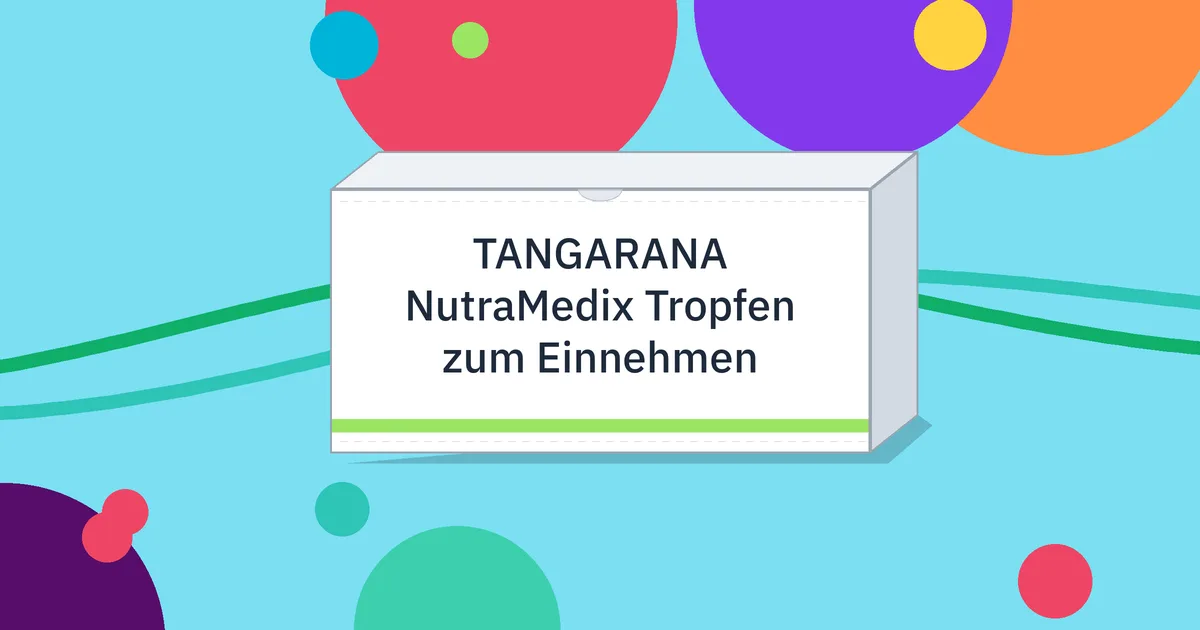 Symbolbild: Packung mit der Aufschrift TANGARANA NutraMedix Tropfen zum Einnehmen (PZN 18040394) – Verfügbarkeit und Bezug in Apotheken in Frankfurt am Main