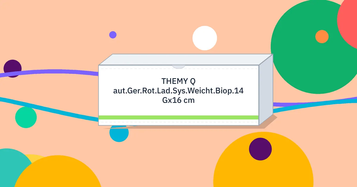 Symbolbild: Packung mit der Aufschrift THEMY Q aut.Ger.Rot.Lad.Sys.Weicht.Biop.14 Gx16 cm (PZN 19737826) – Verfügbarkeit und Bezug in Apotheken in Frankfurt am Main