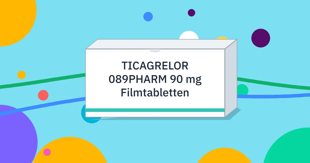 Symbolbild: Packung mit der Aufschrift TICAGRELOR 089PHARM 90 mg Filmtabletten (PZN 19830425) – Verfügbarkeit und Bezug in Apotheken in Frankfurt am Main