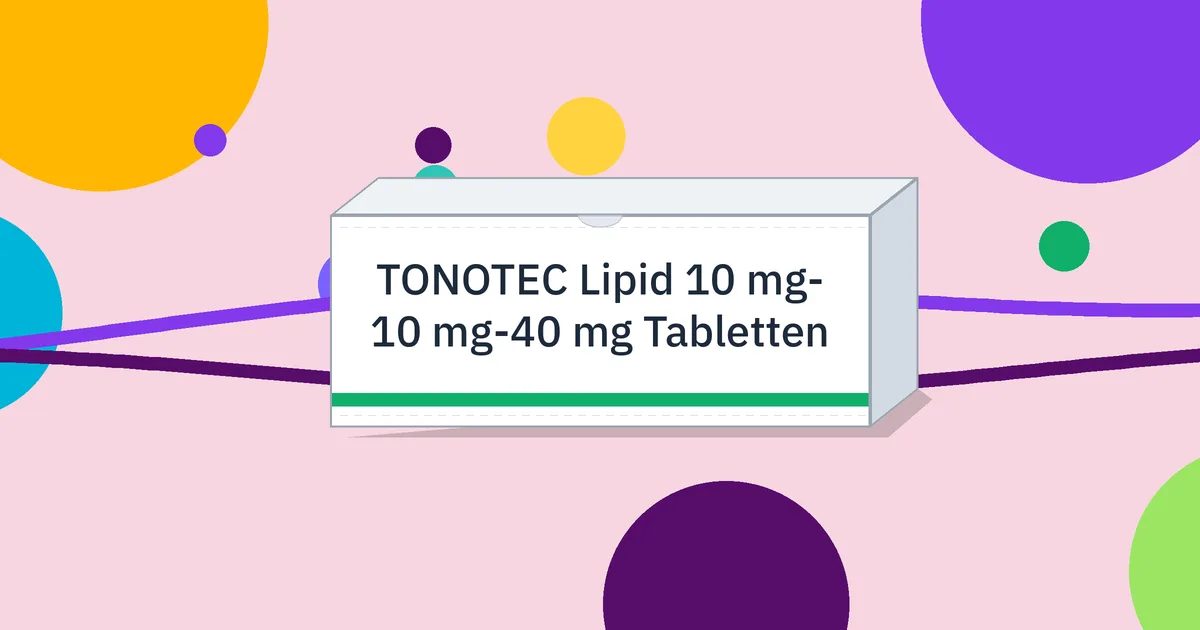 Symbolbild: Packung mit der Aufschrift TONOTEC Lipid 10 mg-10 mg-40 mg Tabletten (PZN 16926739) – Verfügbarkeit und Bezug in Apotheken in Frankfurt am Main