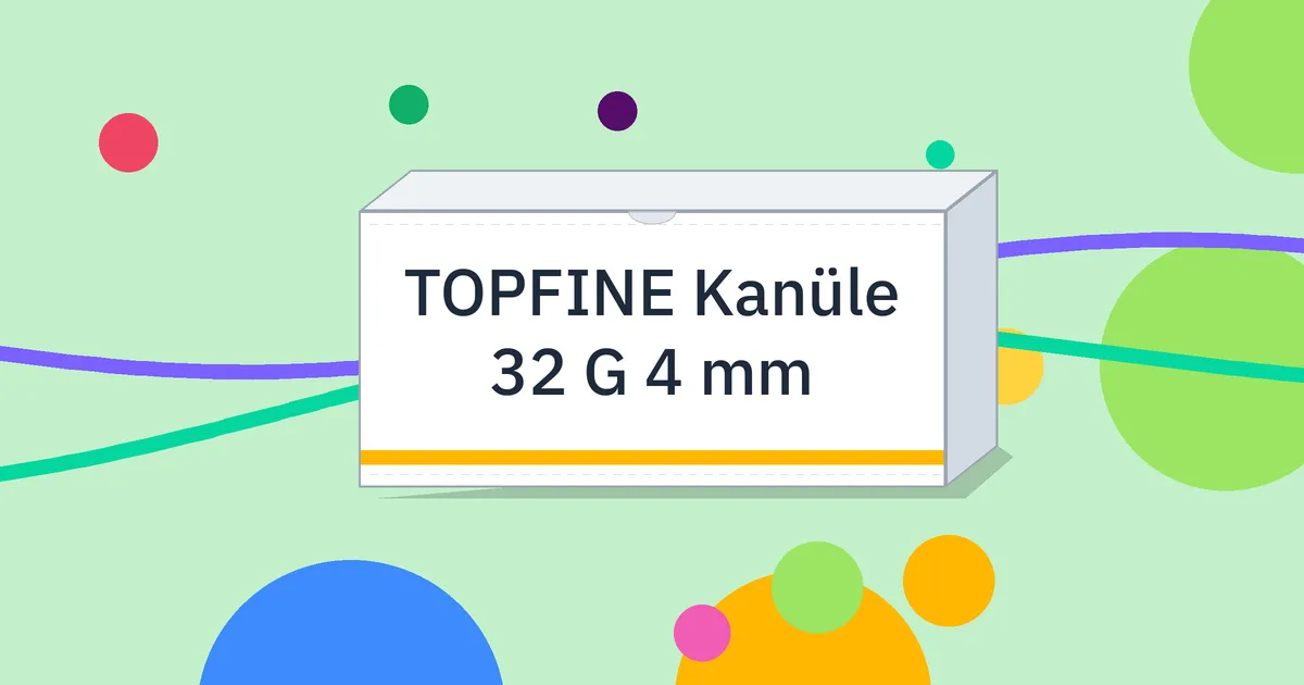 Symbolbild: Packung mit der Aufschrift TOPFINE Kanüle 32 G 4 mm (PZN 14325094) – Verfügbarkeit und Bezug in Apotheken in Frankfurt am Main