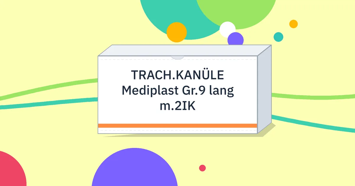 Symbolbild: Packung mit der Aufschrift TRACH.KANÜLE Mediplast Gr.9 lang m.2IK (PZN 00106299) – Verfügbarkeit und Bezug in Apotheken in Frankfurt am Main